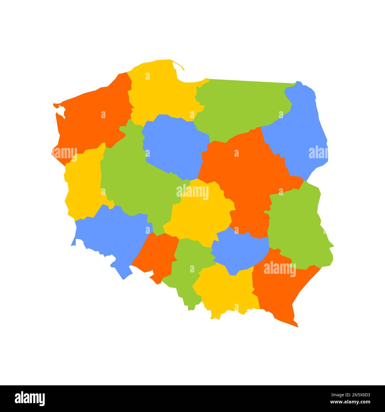Poland political map of administrative divisions - voivodeships. Blank ...