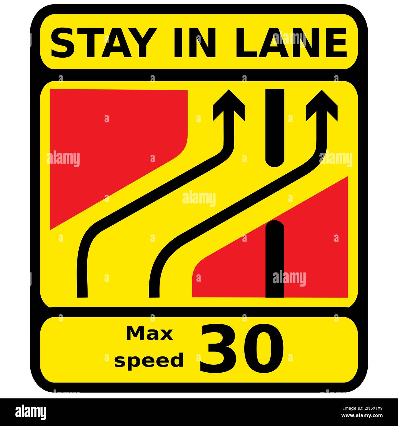 Vector graphic of a rectangular yellow sign warning of one lane ...