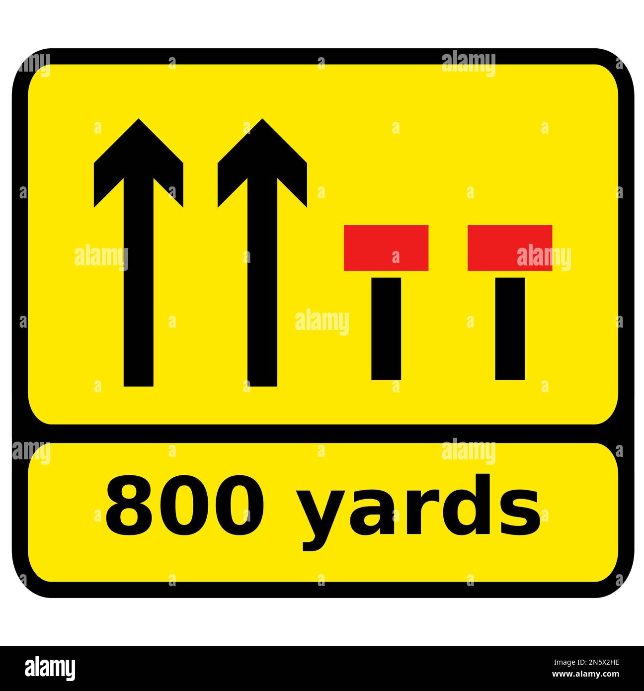 Vector graphic of a rectangular yellow sign warning of temporary lane ...
