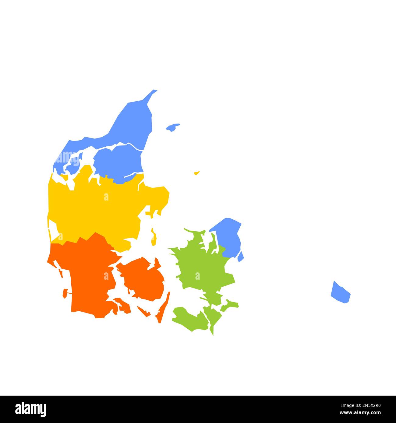 Denmark political map of administrative divisions - regions. Blank ...