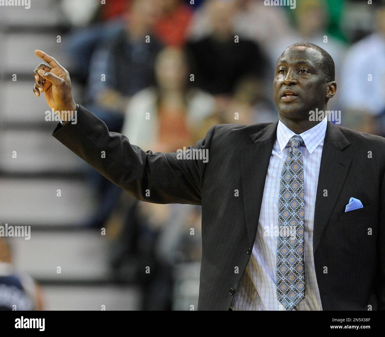 Utah Jazz coach Tyrone Corbin motions to his team during their NBA ...