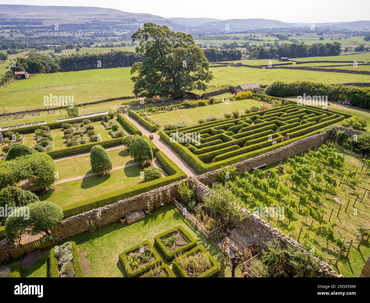 Bolton Castle maze Stock Photo - Alamy