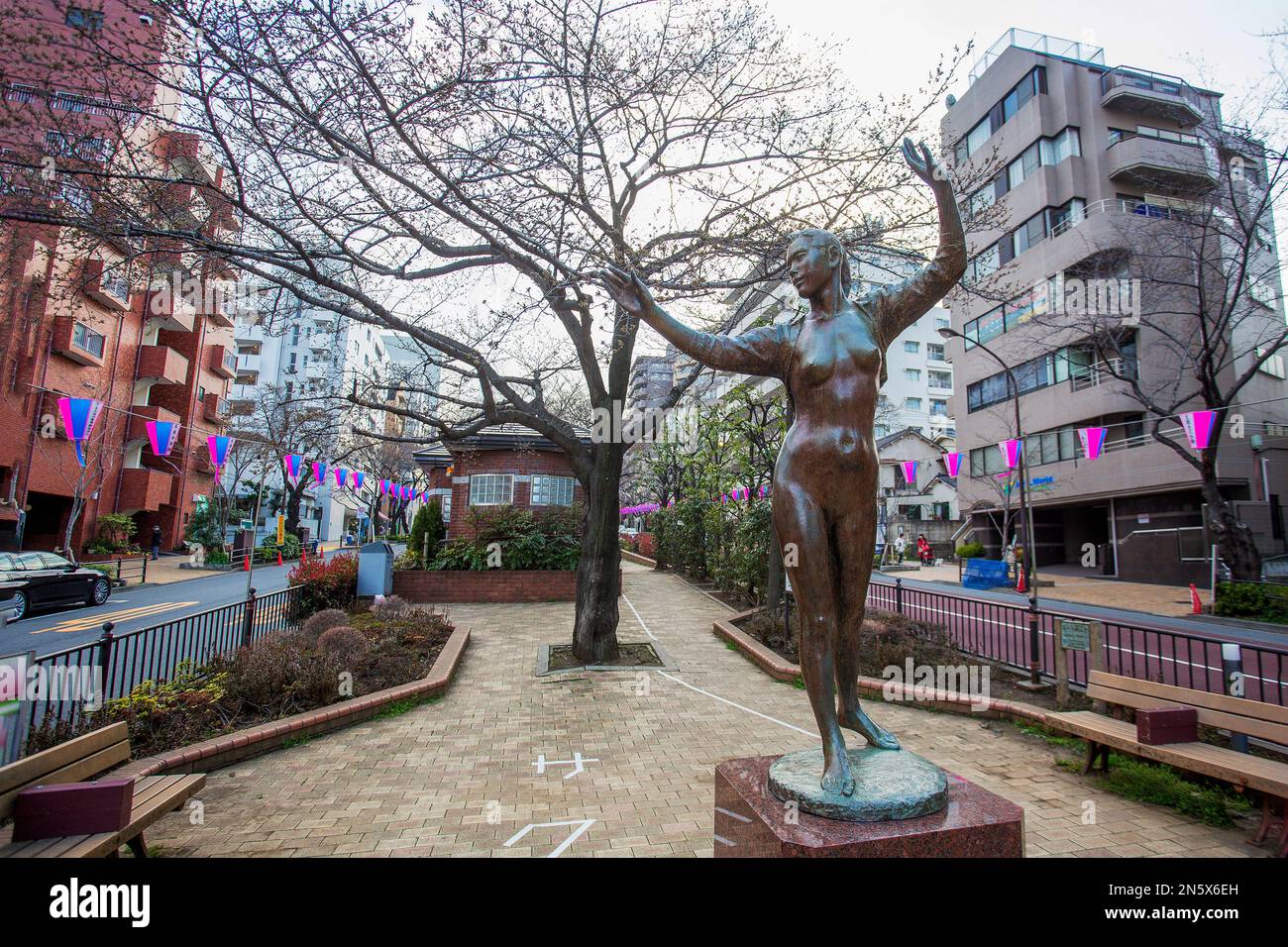 03--21-2015 Tokyo . Harimazaka Sakura-namiki (cherry tree alley) and ...