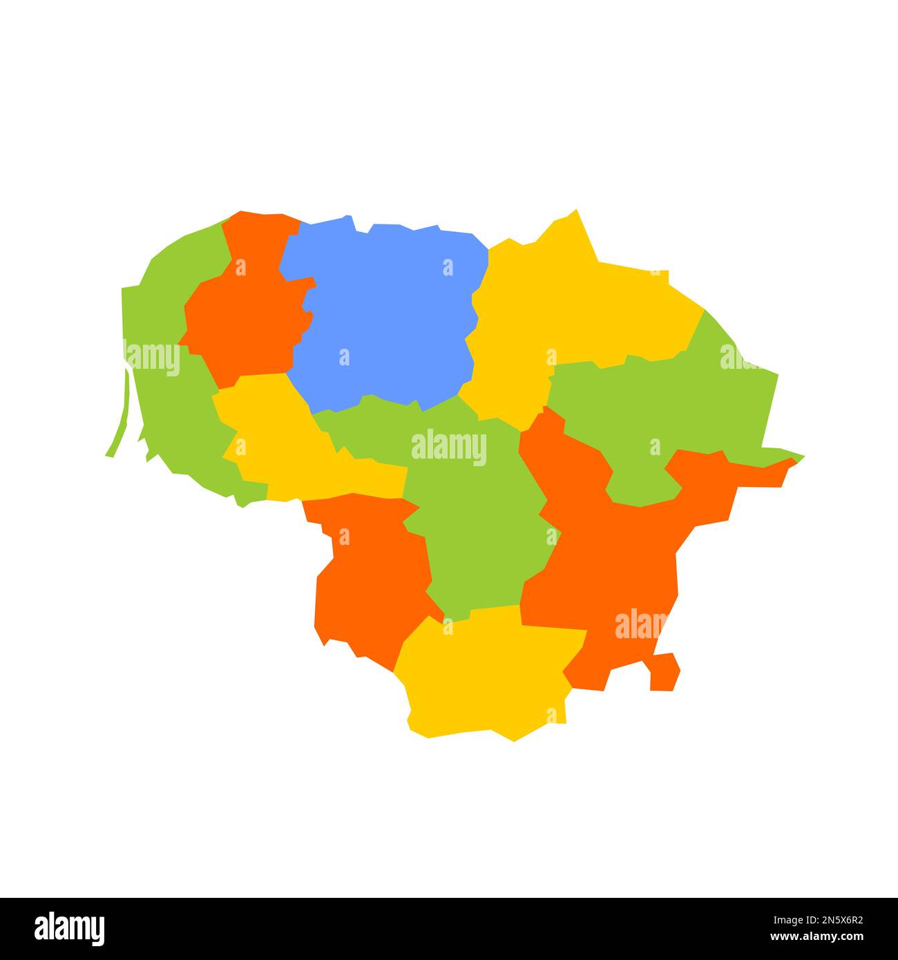 Lithuania political map of administrative divisions - counties. Blank ...