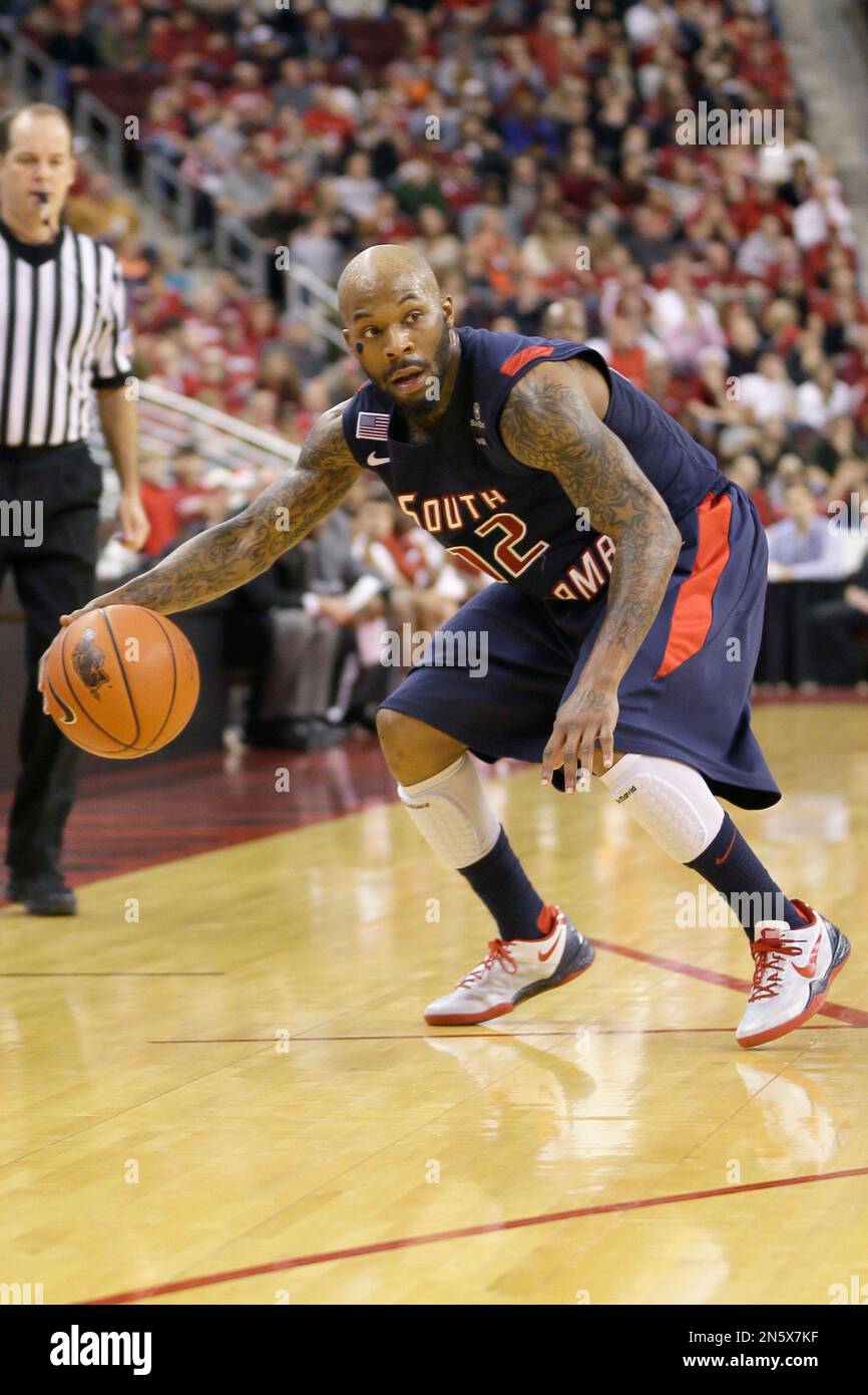 South Alabama guard Antoine Allen dribbles the ball in the second half ...