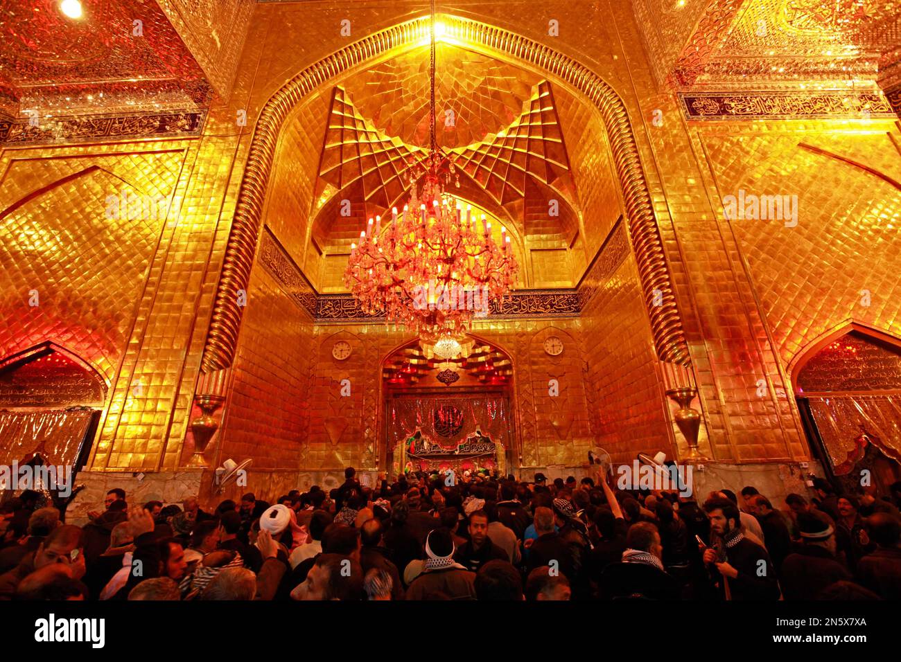 Shiite Muslim worshippers gather at the holy shrine of Imam Abbas ...
