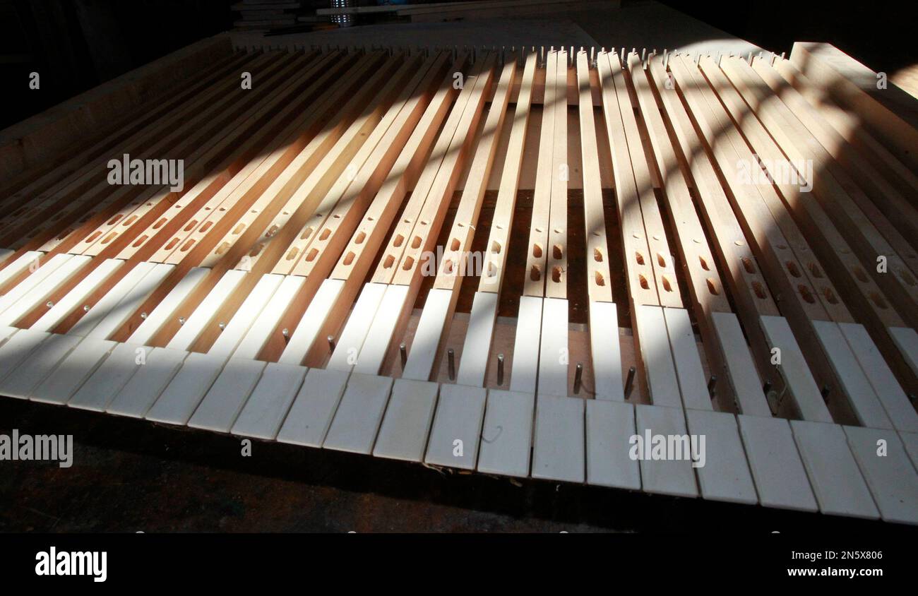 In this Monday, Nov. 25, 2013 photo, an organ keyboard sits on a ...