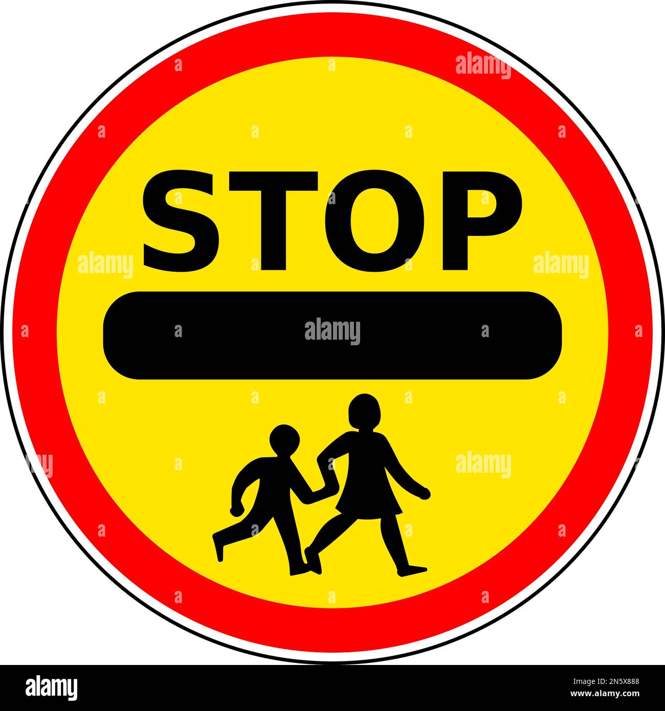 Vector graphic of a uk warning of a children crossing ahead road sign ...