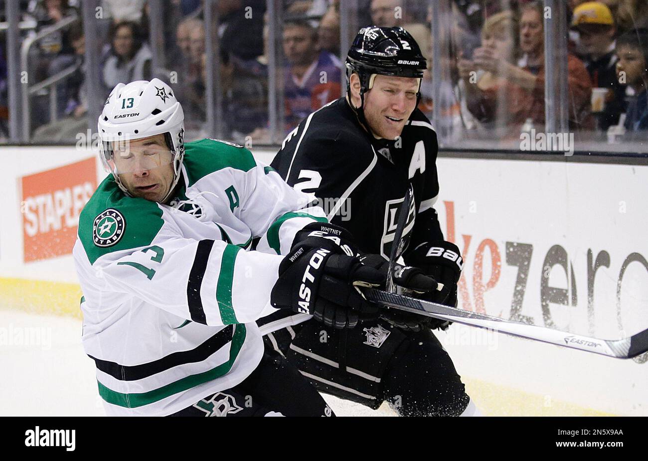 Dallas Stars' Ray Whitney, left, skates past Los Angeles Kings' Matt ...