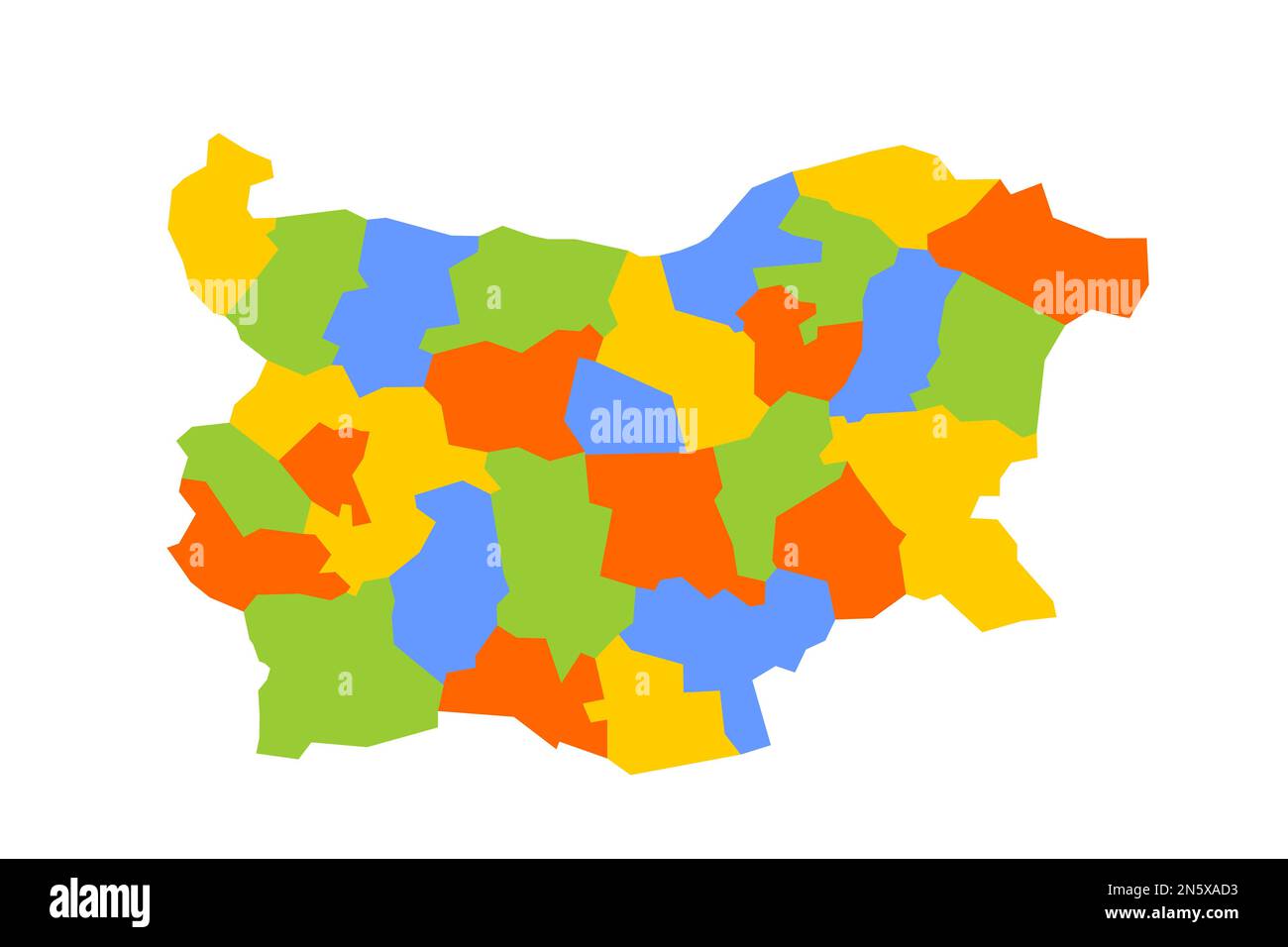 Bulgaria political map of administrative divisions - provinces and regions. Blank colorful ...