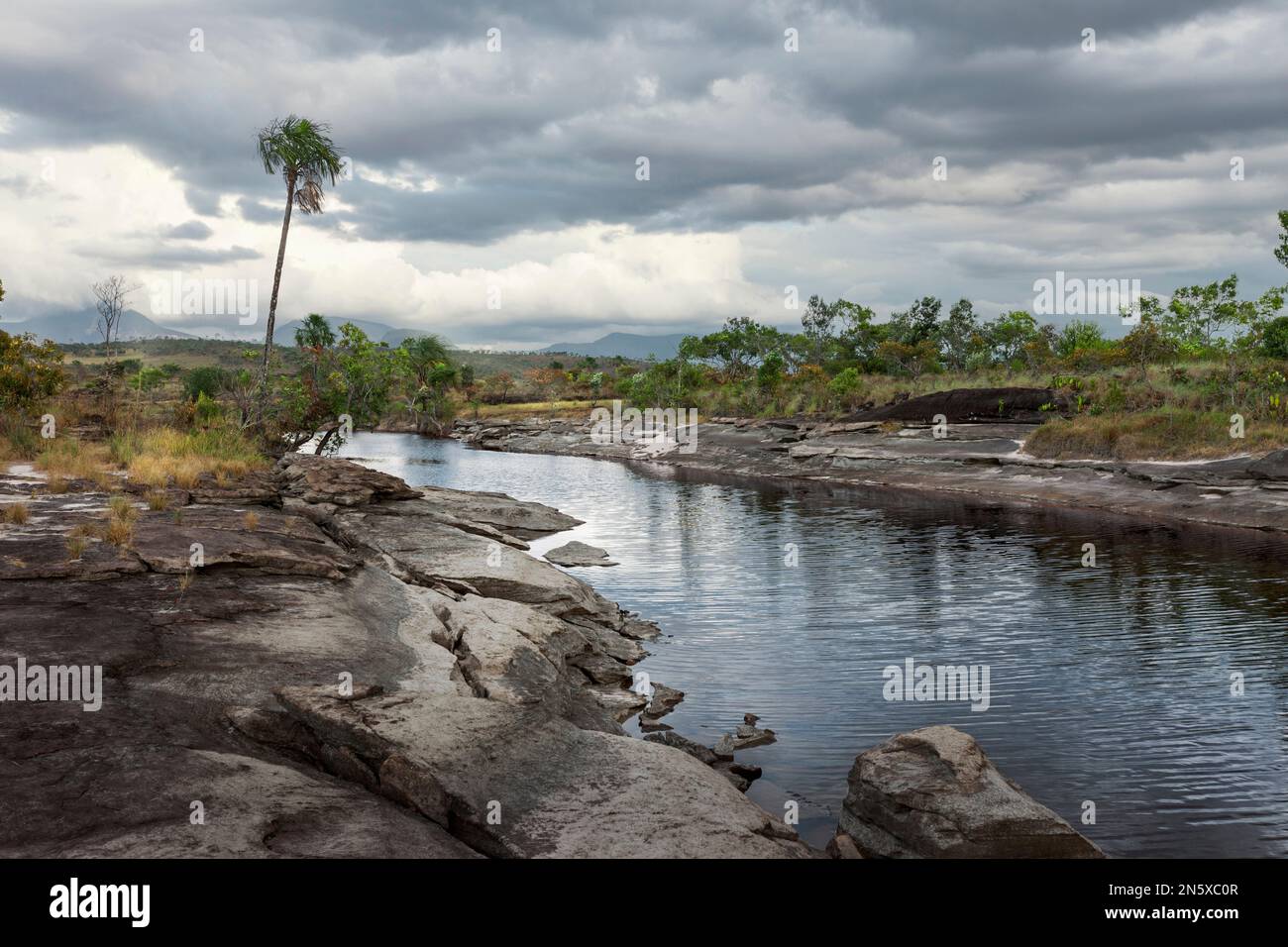 Rock formation at lakeside, canaima national park, Venezuela Stock ...