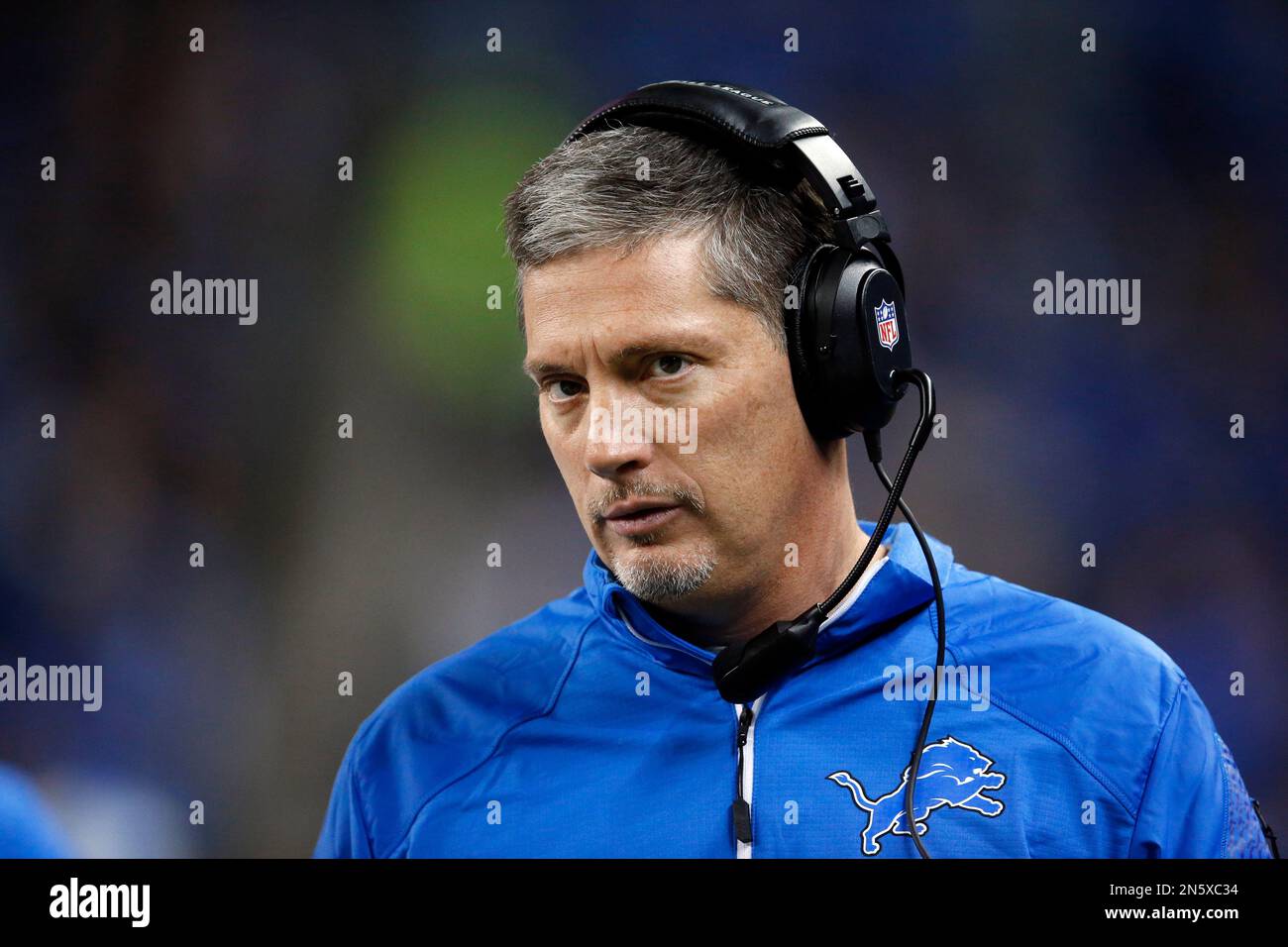 Detroit Lions head coach Jim Schwartz walks the sidelines against the ...