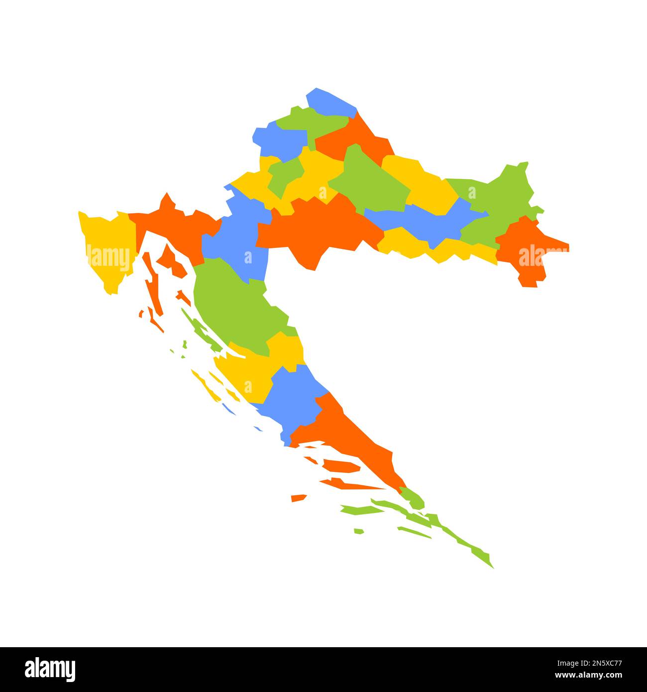 Croatia political map of administrative divisions - counties. Blank ...