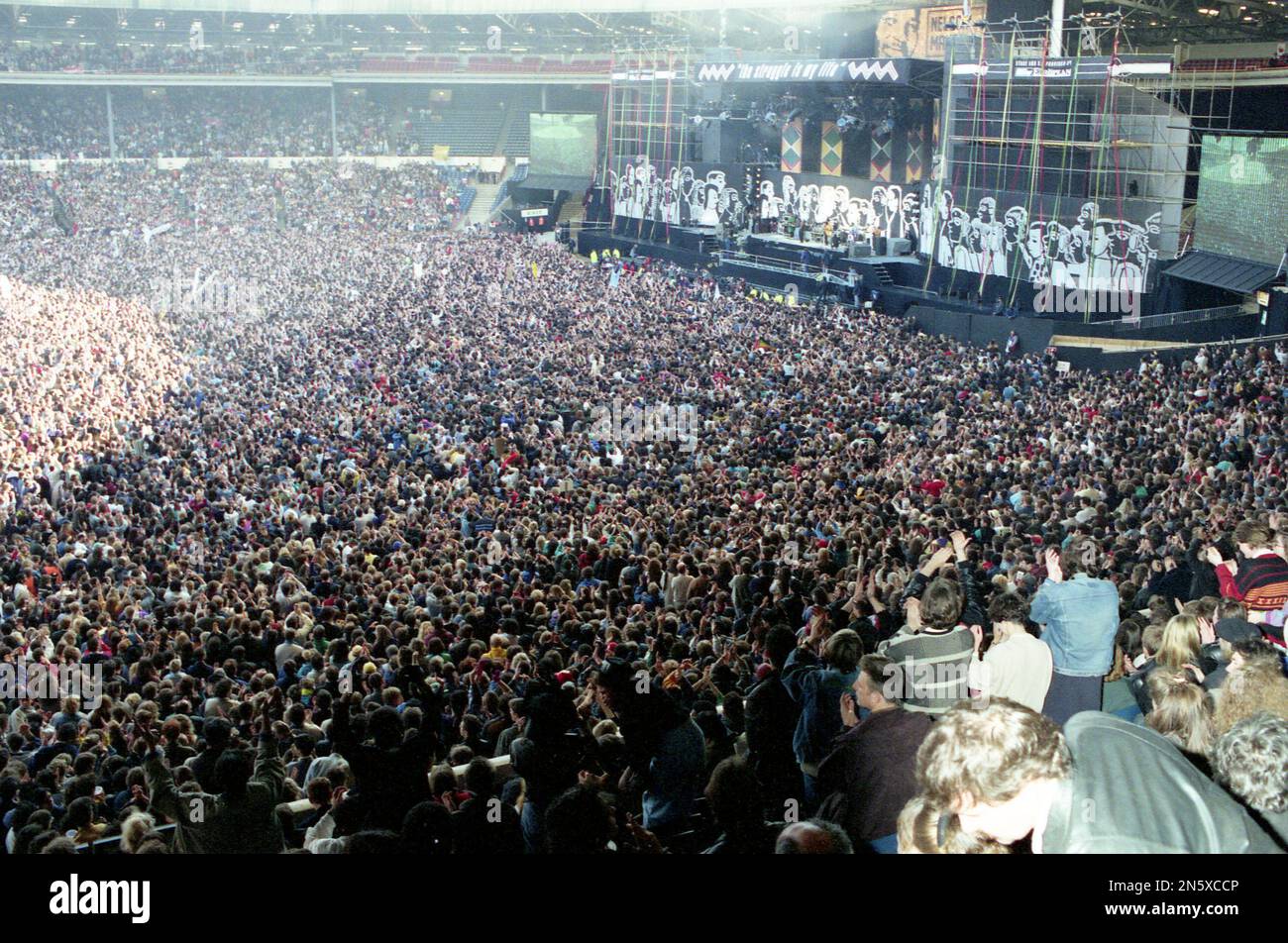 A view of the crowds at the Nelson Mandela concert held at London's ...