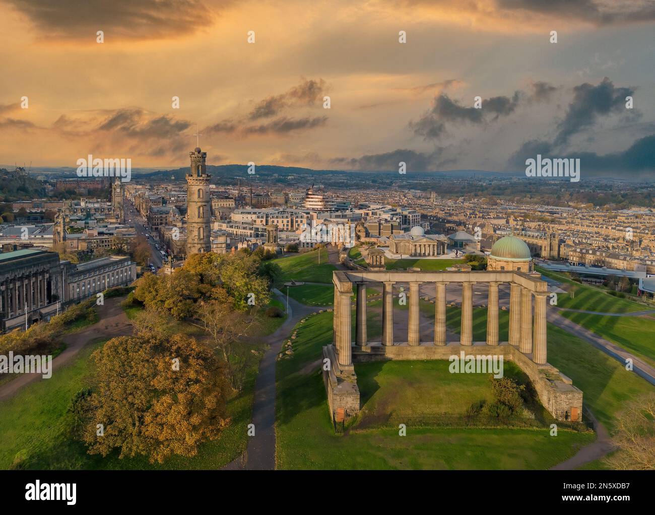 Edinburgh, Scotland,Edinburgh city centre aerial view from Calton Hill ...