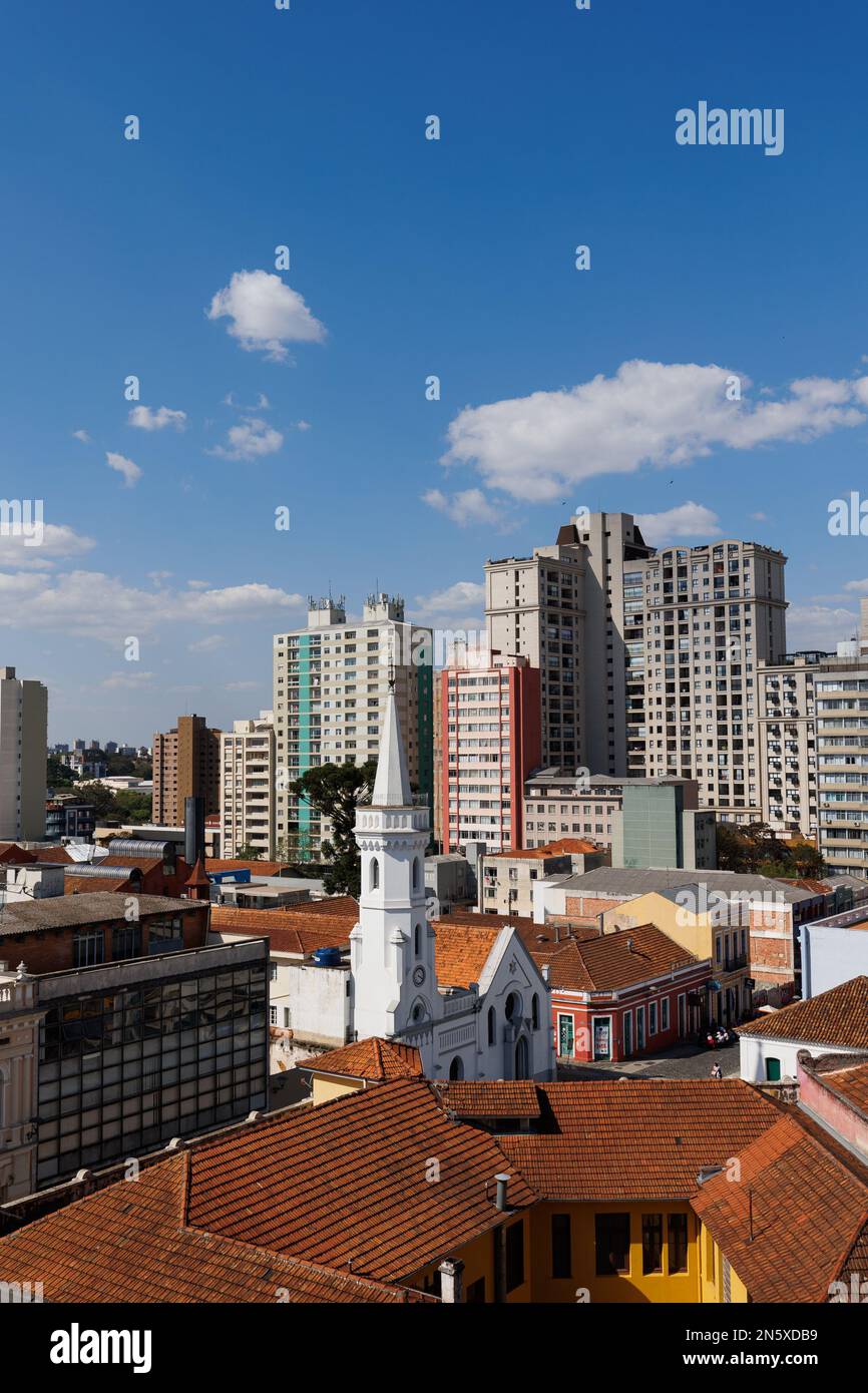 A beautiful view of a modern city with high and unique buildings Stock ...