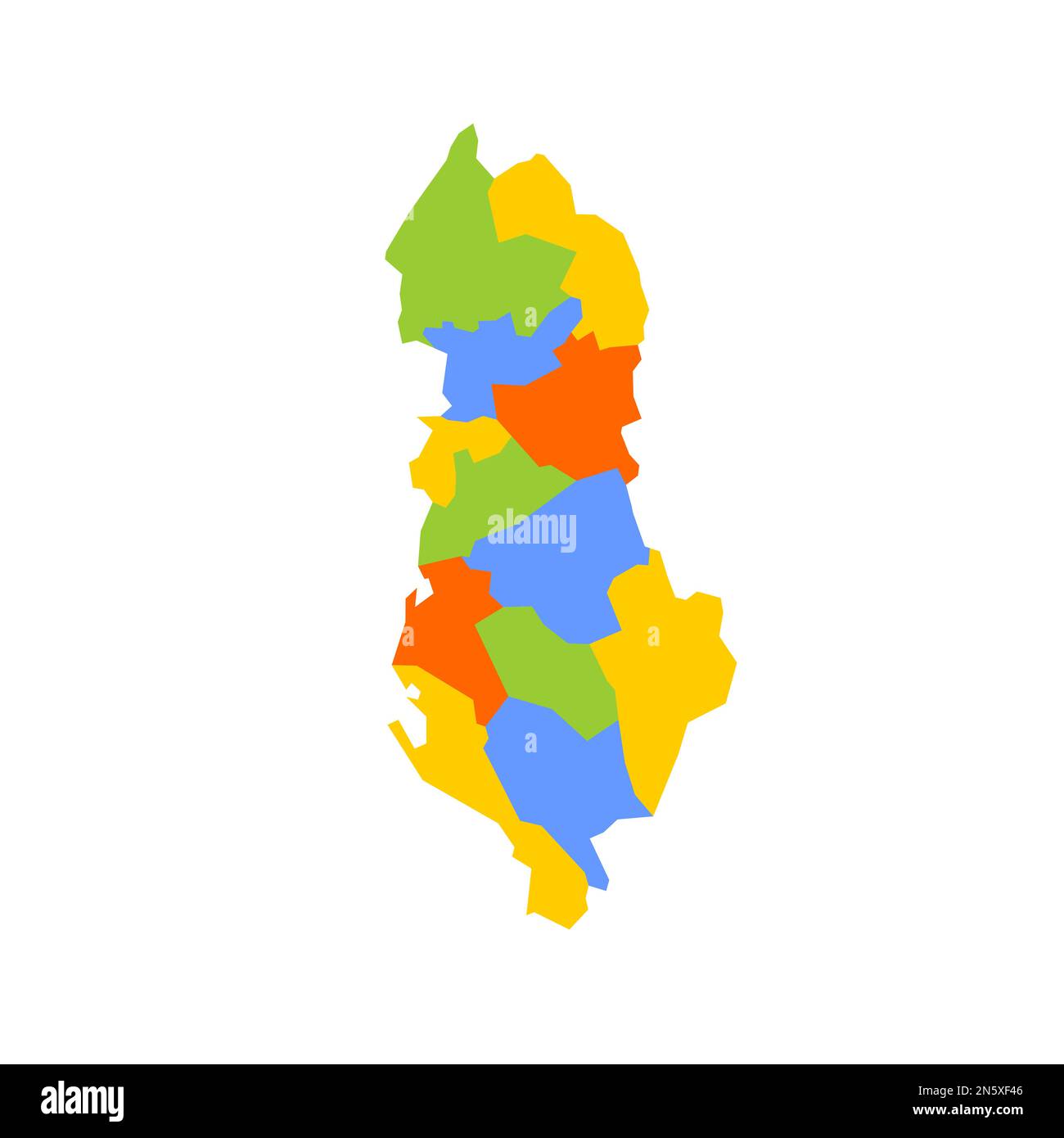 Albania political map of administrative divisions - counties. Blank ...