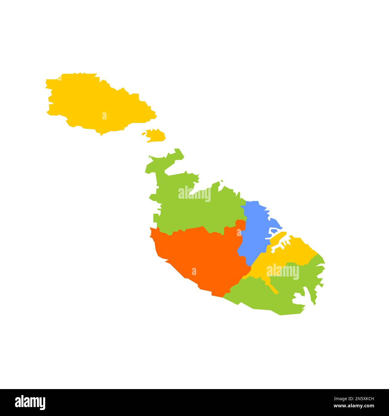 Malta political map of administrative divisions - regions. Blank ...