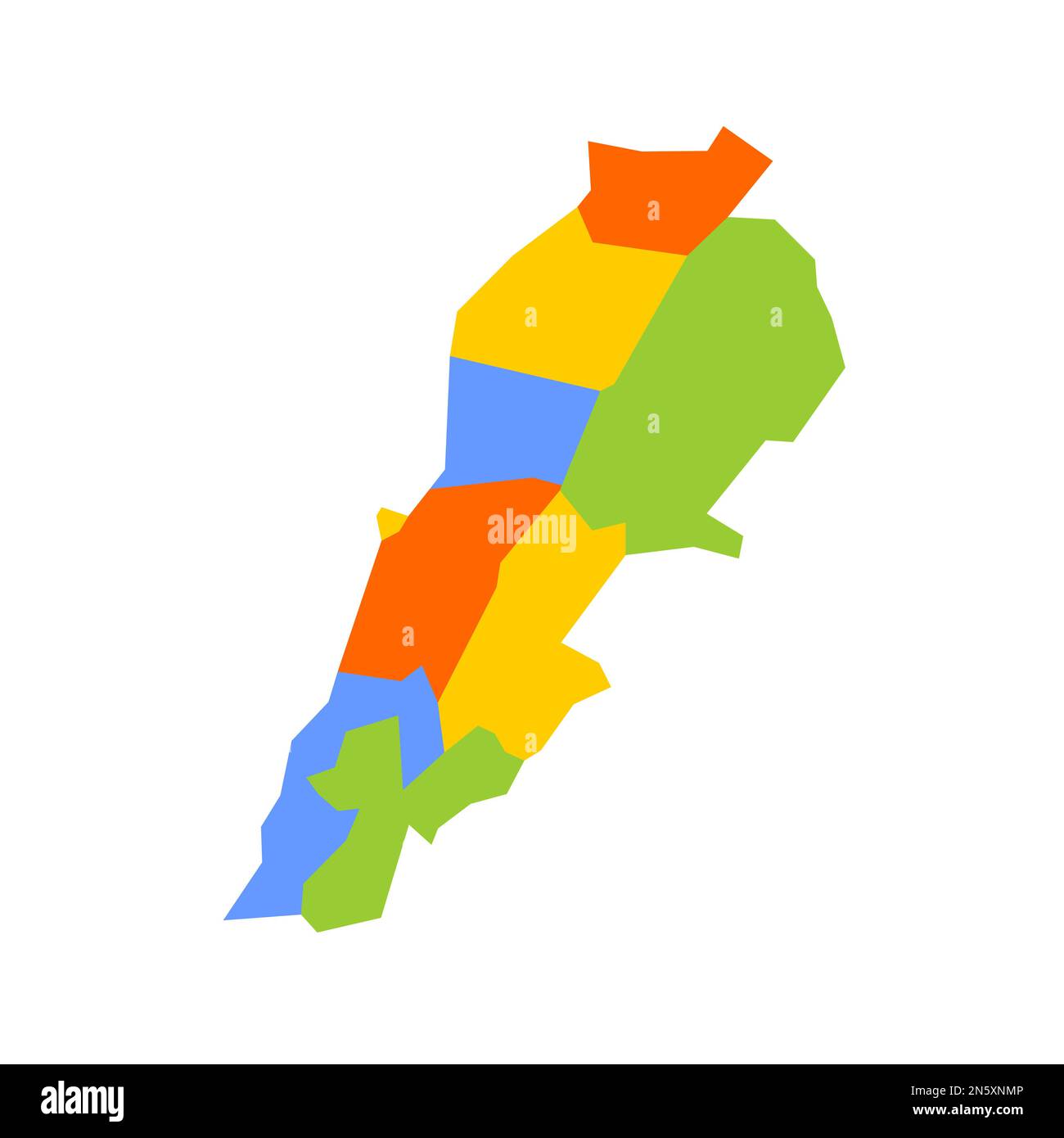 Lebanon political map of administrative divisions - governorates. Blank ...