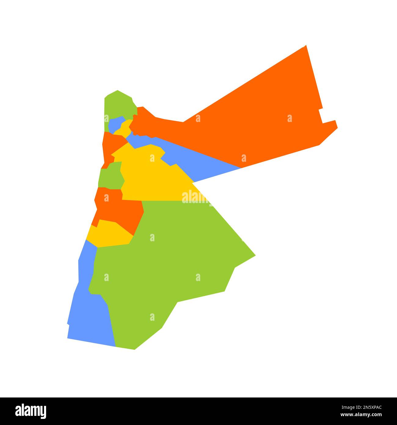 Jordan political map of administrative divisions - governorates. Blank ...