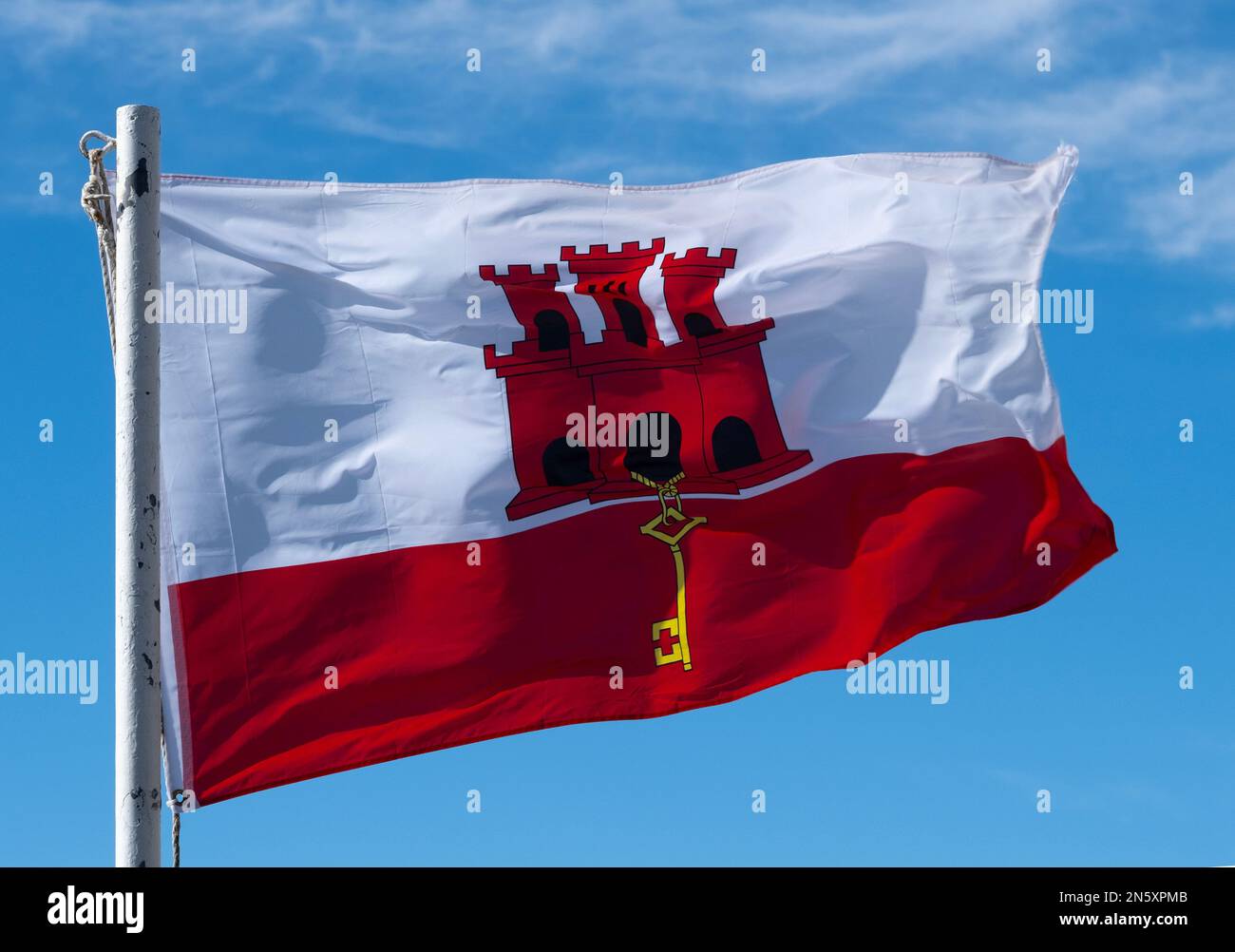 Gibraltar flag waving hi-res stock photography and images - Alamy