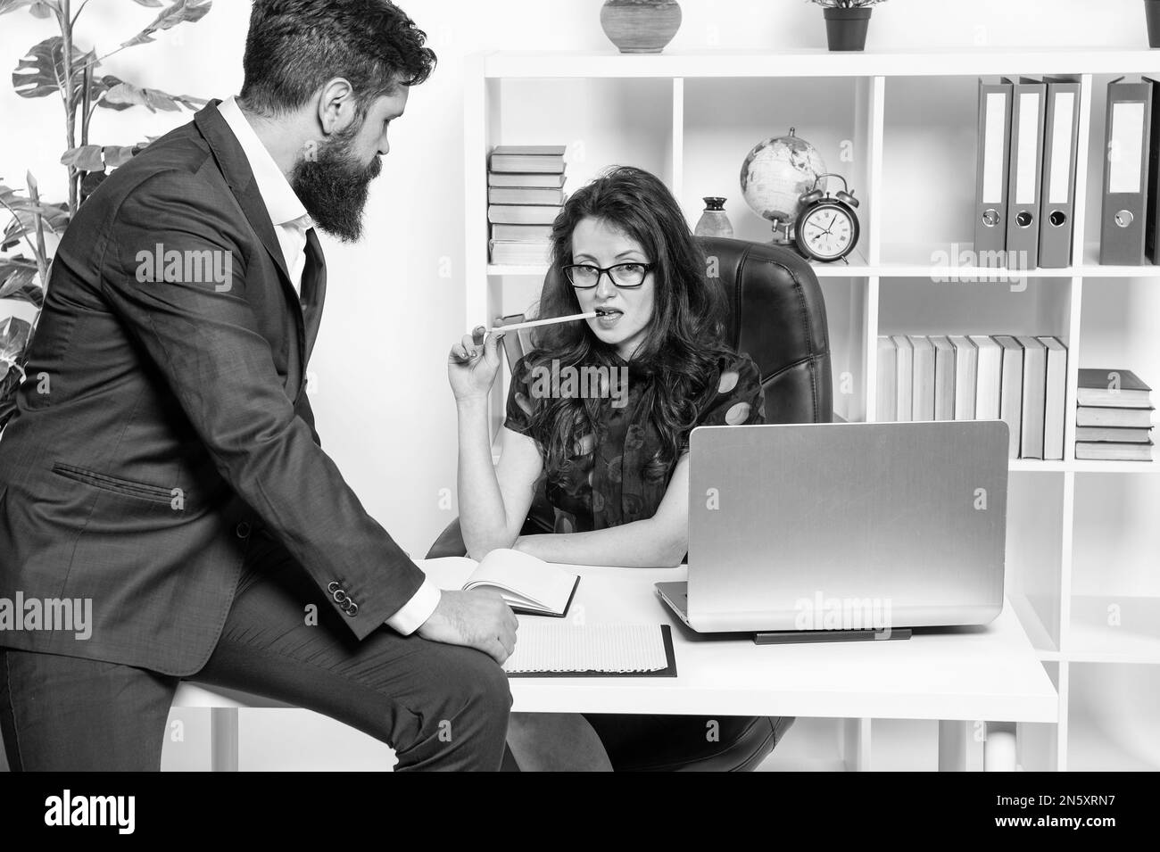 Shaping ideas. Professional employees in office. Serious employees at ...