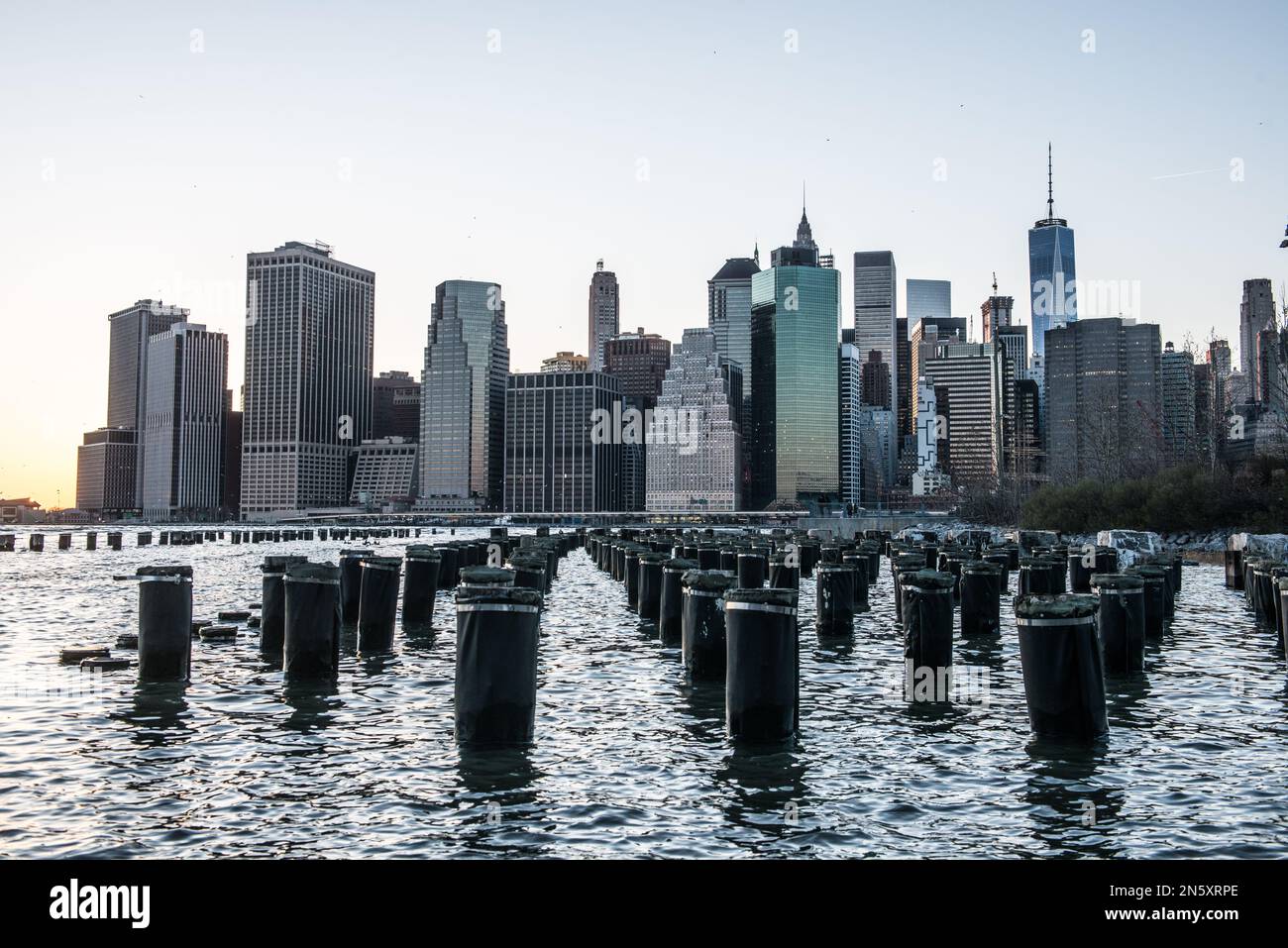 The Manhattan sky line seen from a boat Stock Photo - Alamy