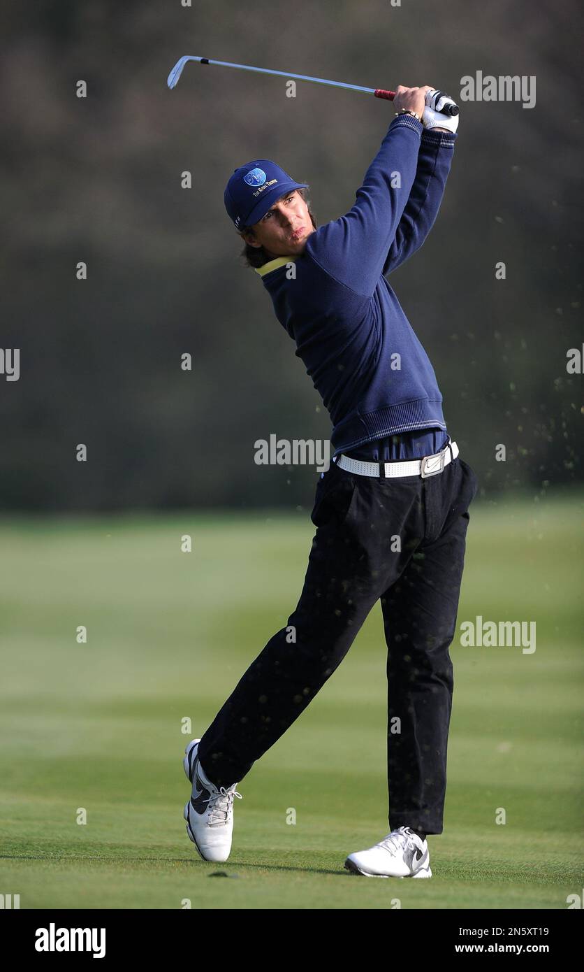 Thorbjorn Olesen of Denmark follows his ball on the 11th hole during ...