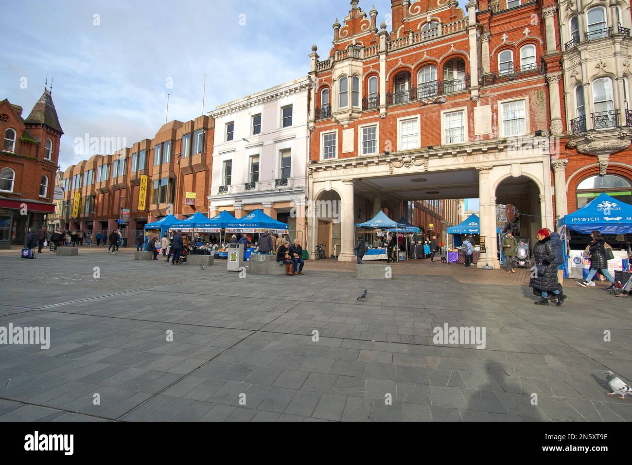 City center market stalls in Ipswich, UK Stock Photo - Alamy