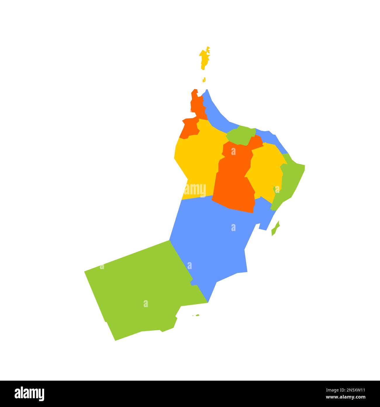 Oman political map of administrative divisions - governorates. Blank ...