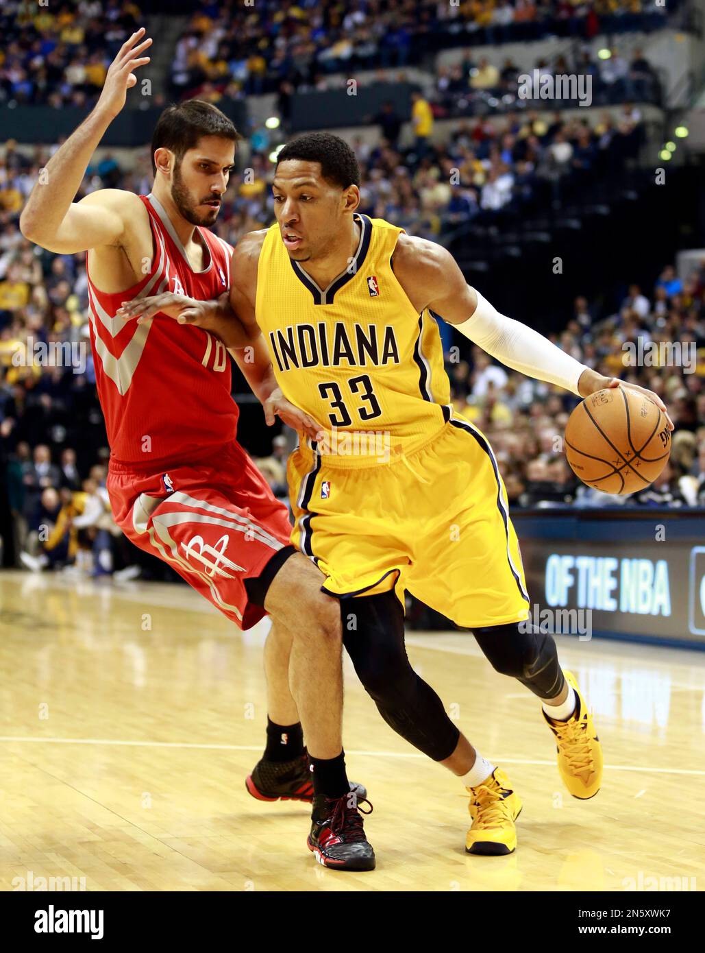 Indiana Pacers forward Danny Granger (33) pushes his way around Houston ...