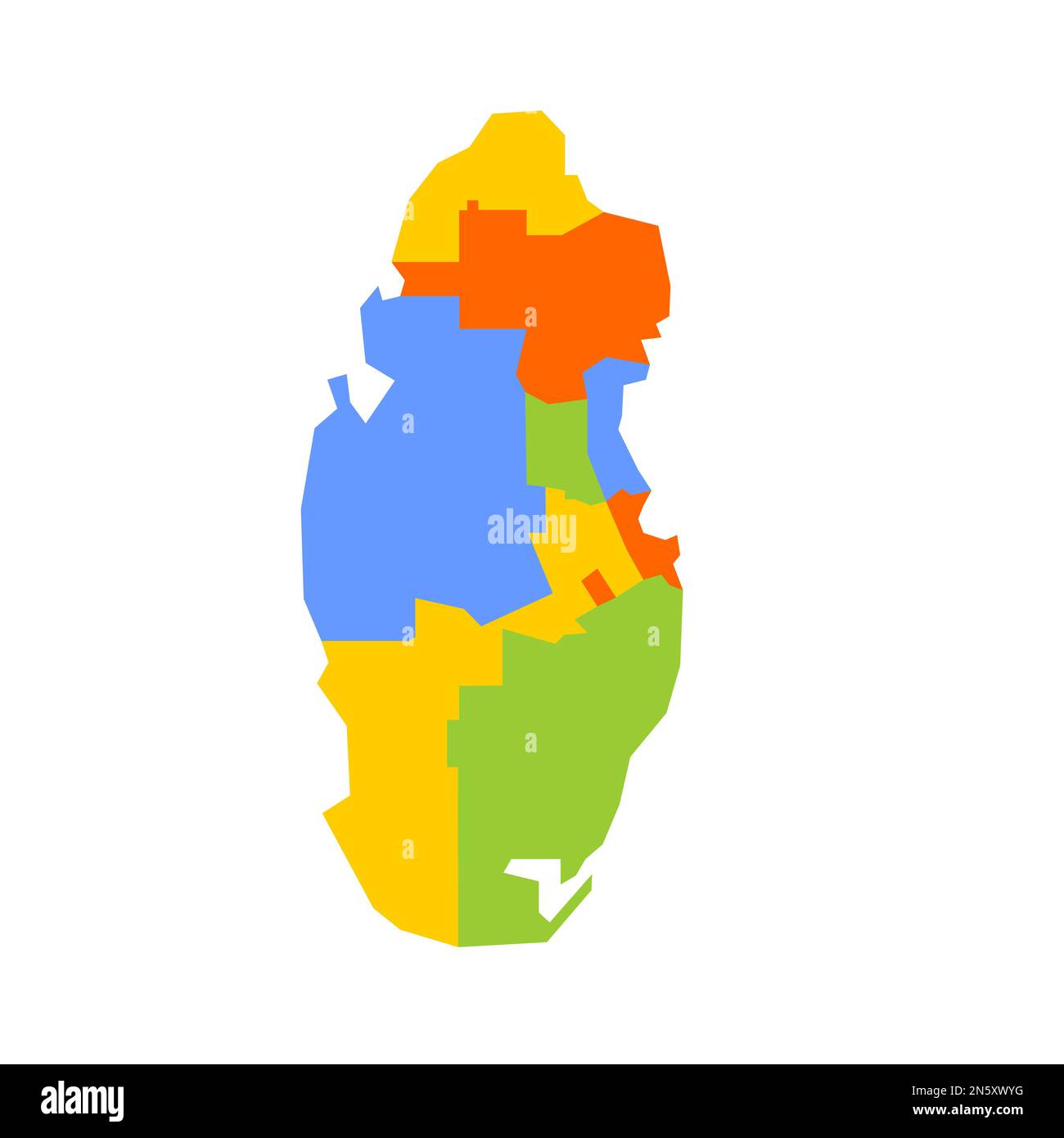Qatar political map of administrative divisions - municipalities. Blank ...