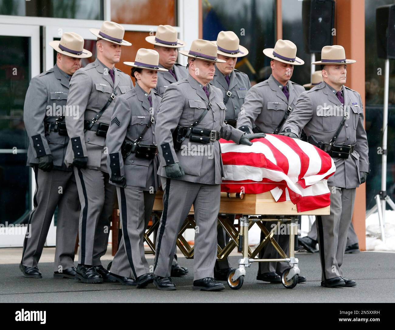 The casket of New York State Trooper David Cunniff is taken from Grace ...