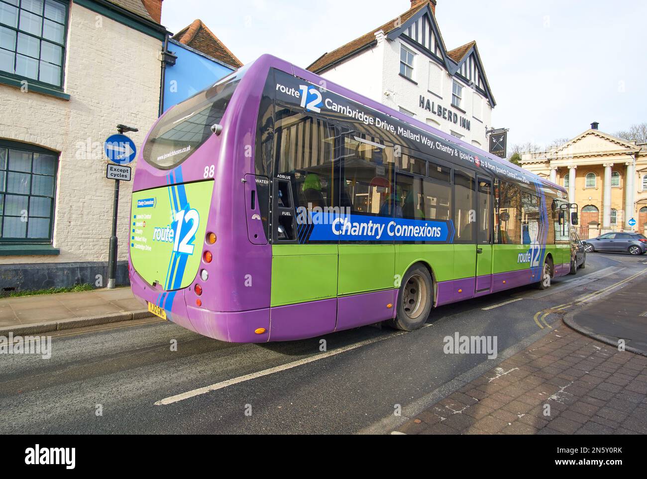 Single decker bus in Ipswich town center Stock Photo - Alamy