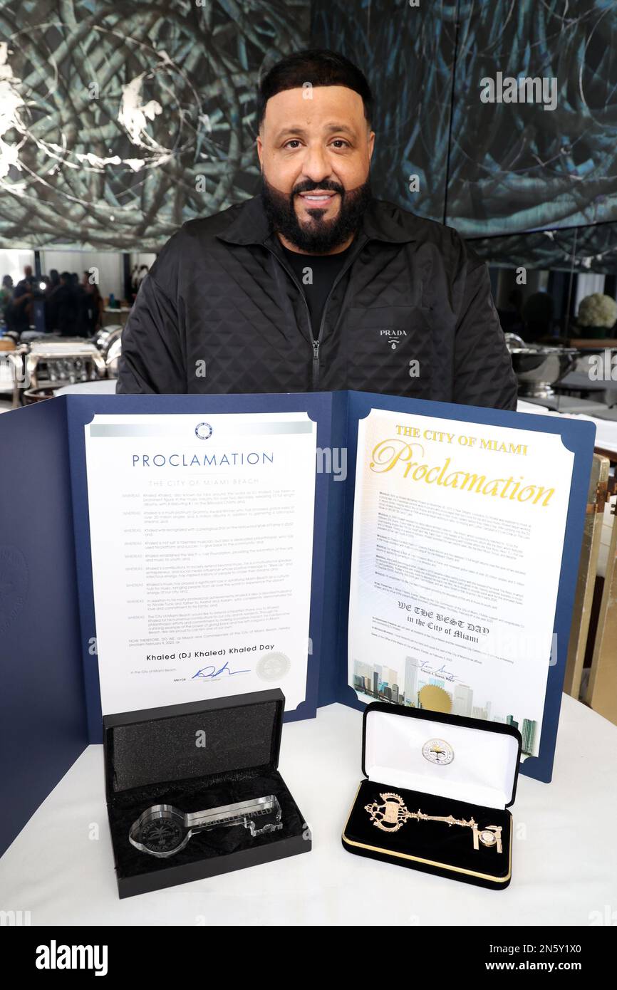 Miami, FL, USA. 9th Feb, 2023. DJ Khaled honored by the City of Miami ...