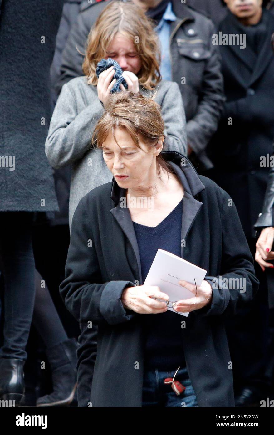 Kate Barry's mother, actress and singer Jane Birkin leaves after a ...