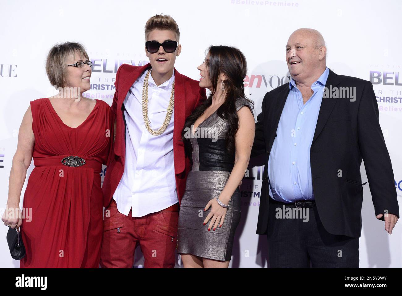 Singer Justin Bieber, second from left, poses with Grandmother Diane ...