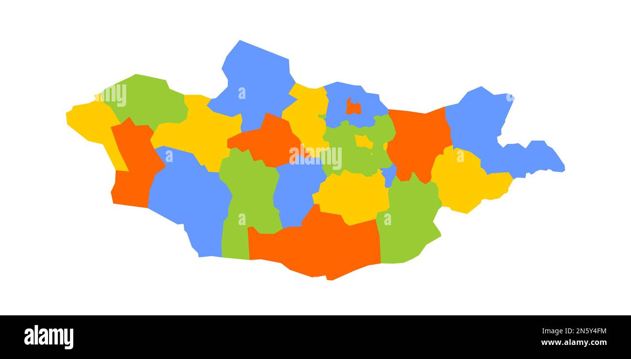 Mongolia political map of administrative divisions - provinces and khot ...
