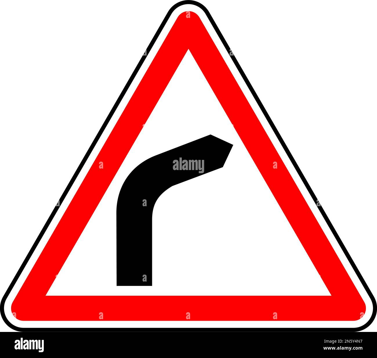 Vector graphic of a uk warning of a right hand bend ahead road sign. It ...
