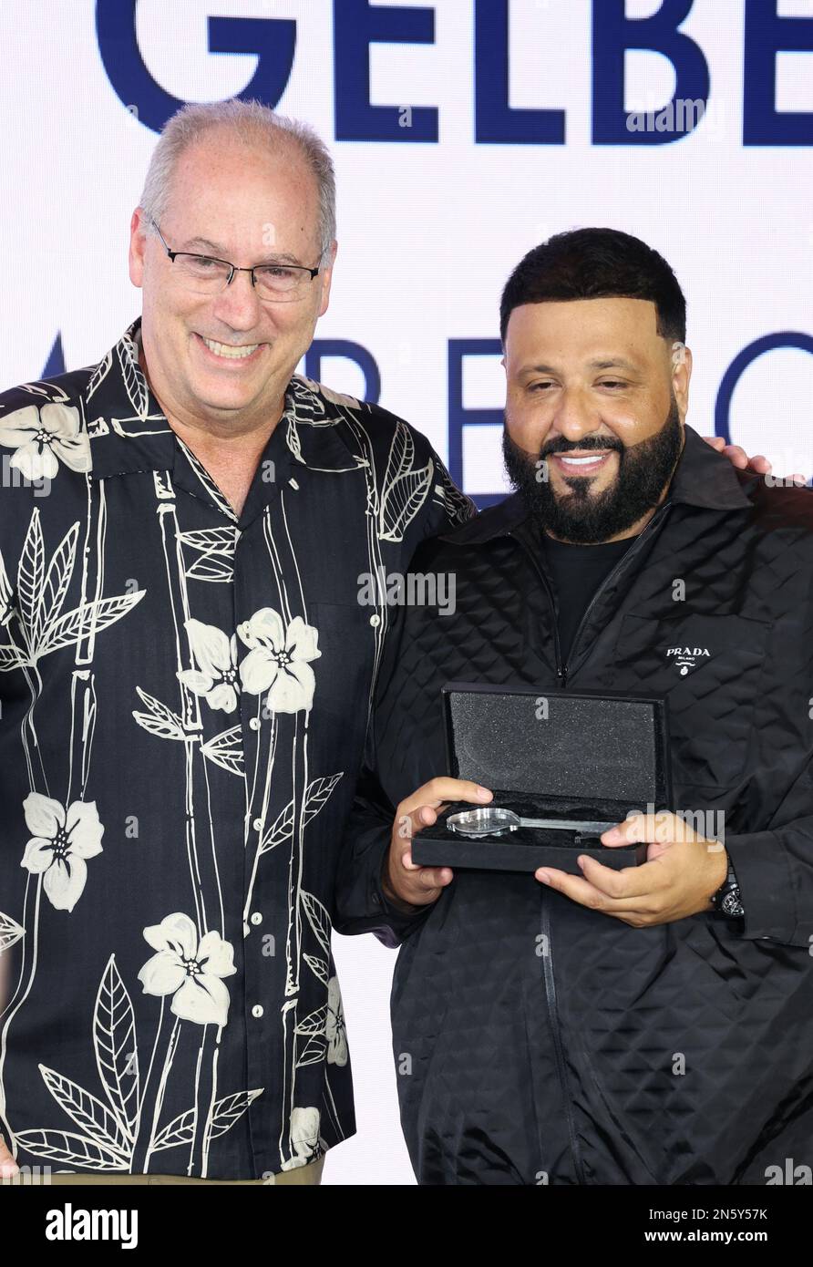 Miami, FL, USA. 9th Feb, 2023. Mayor of Miami Beach, Dan Gelber, and DJ ...