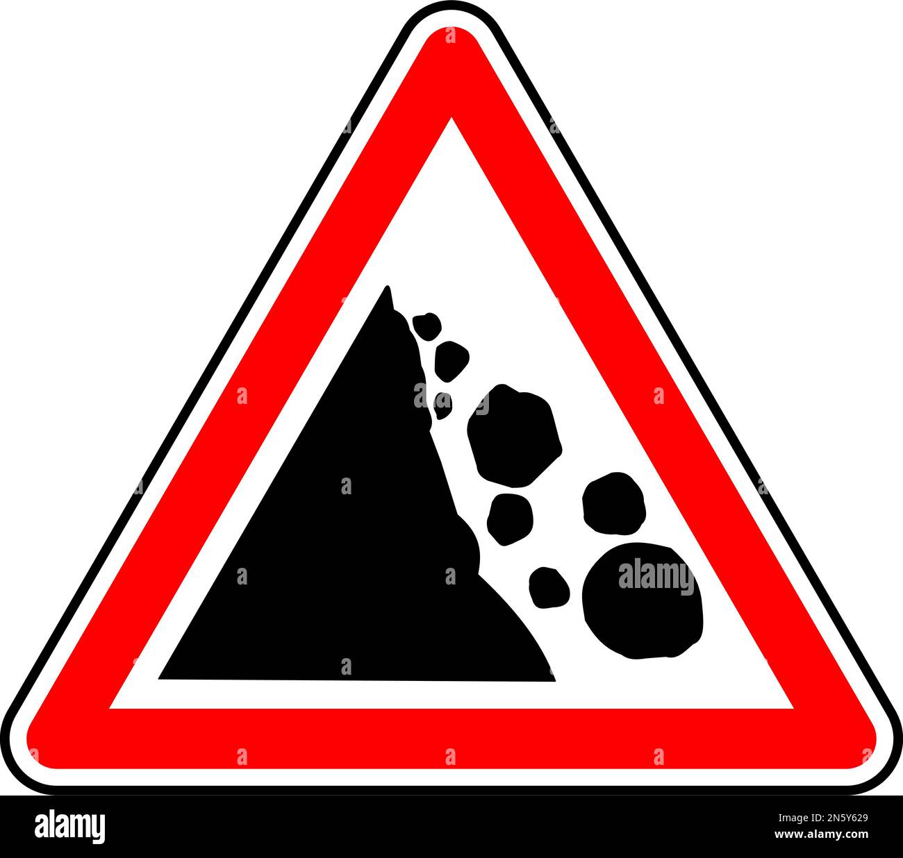 Vector graphic of a uk danger of falling rocks ahead road sign. It ...