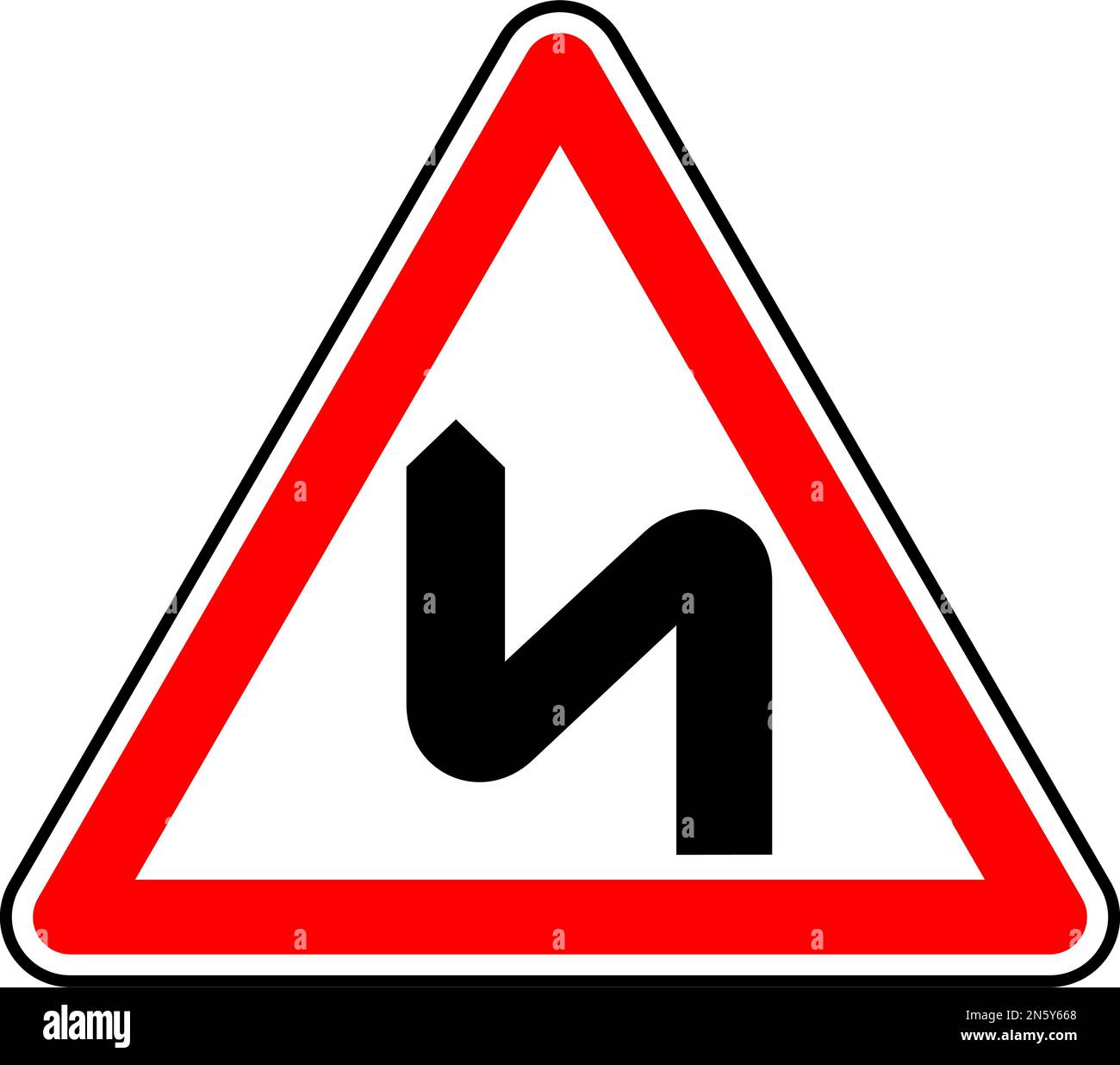 Vector graphic of a uk warning of a double bend ahead road sign. It ...