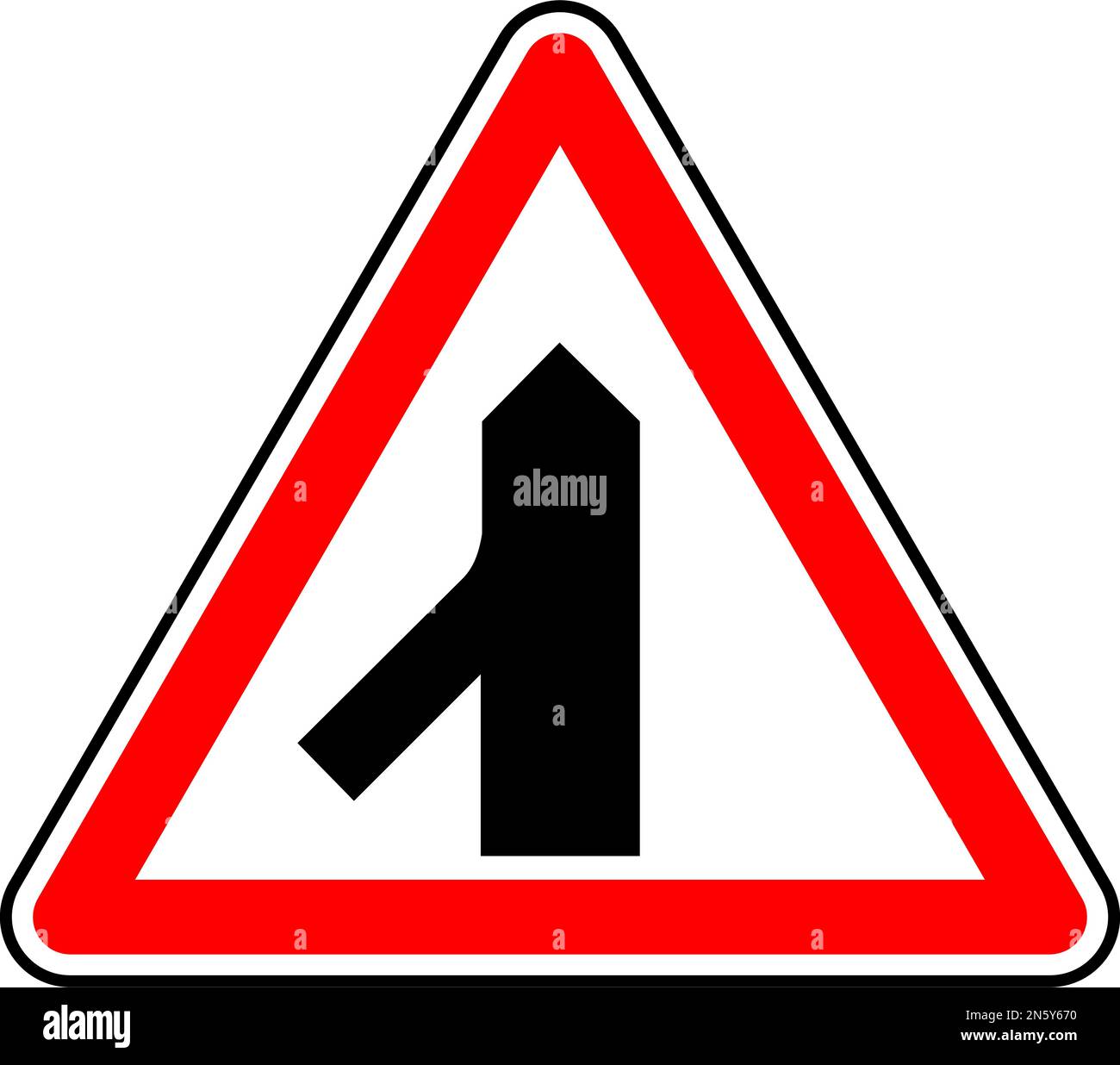 Vector graphic of a uk merge from left road sign. It consists of a depiction of the road layout ...