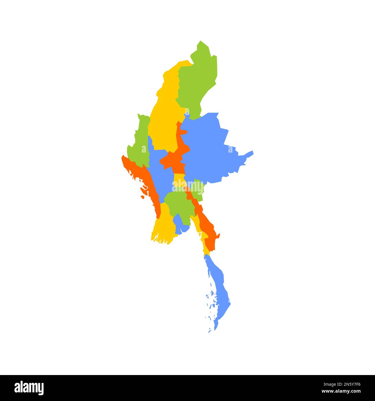 Myanmar political map of administrative divisions - states, regions and ...