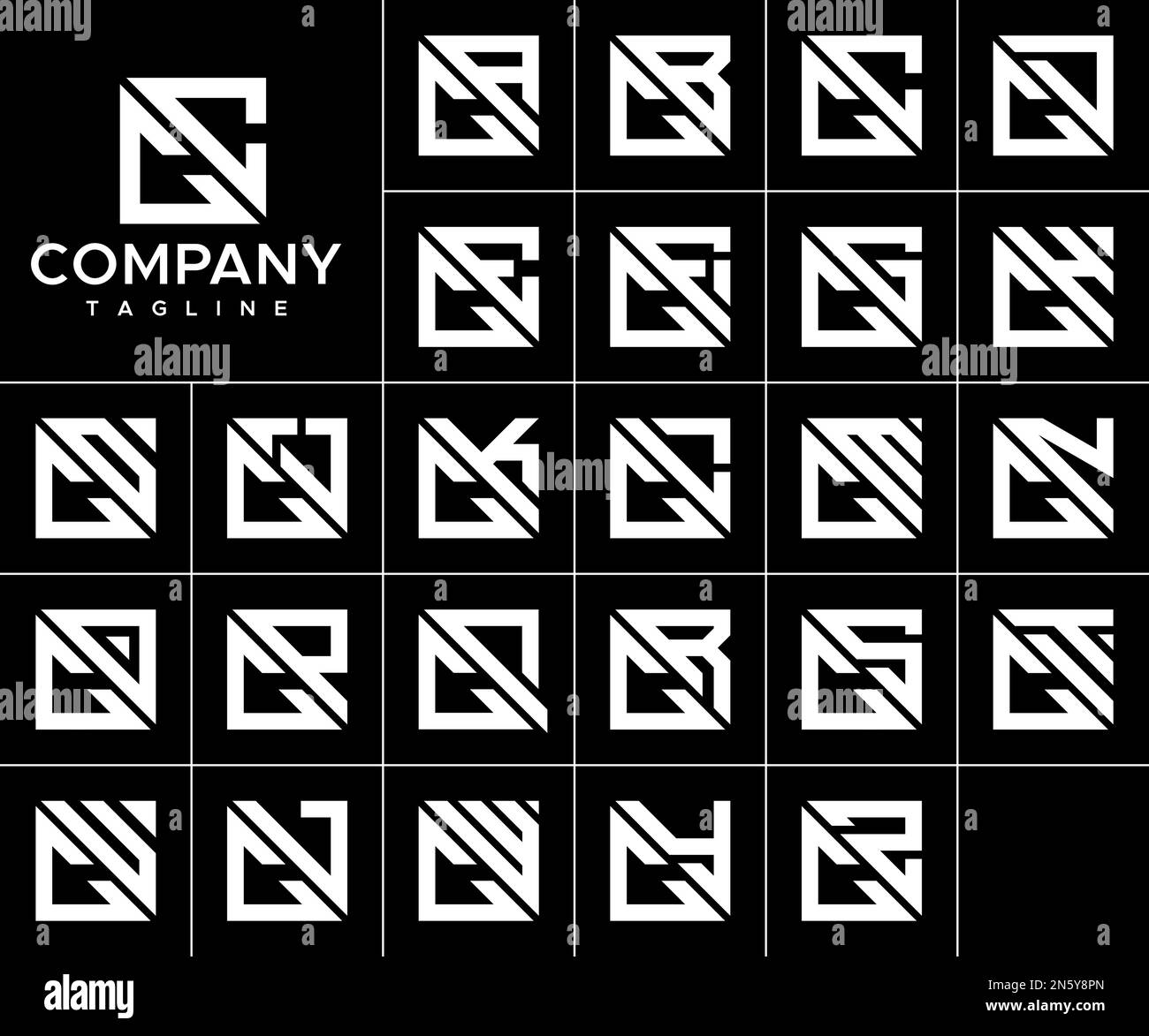 Bundle of abstract square C letter logo design vector. Simple CC C logo ...