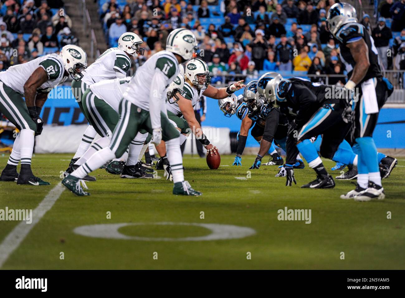 The New York Jets offense lines up against the Carolina Panthers ...