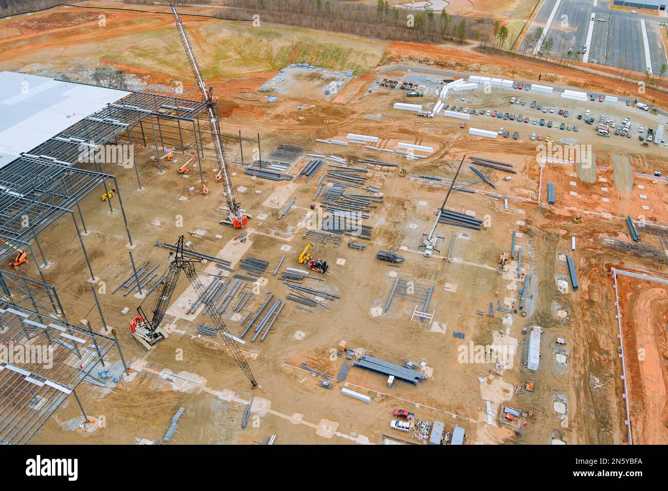 An assortment construction equipment that is used during construction ...