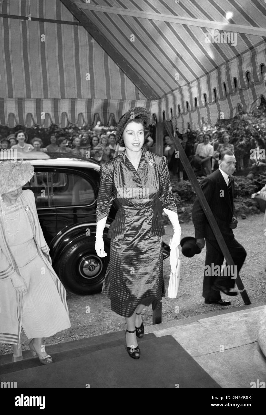 Britain's Princess Elizabeth arrives at St. Peters Church, Eaton Square ...