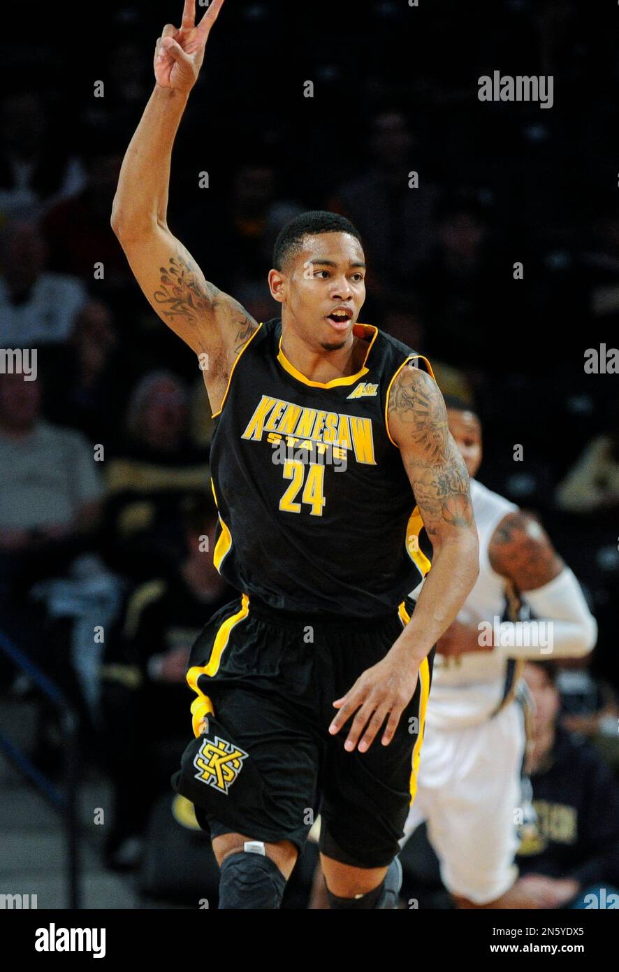 Kennesaw State forward Orlando Coleman (24) reacts after scoring a ...