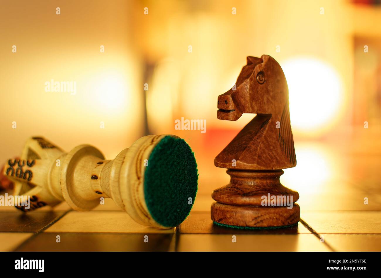 Chess game with defeated king Stock Photo - Alamy